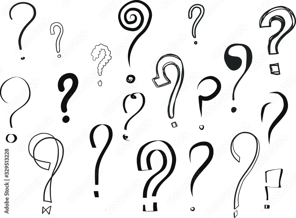 question marks interrogation points hand drawing vector illustration ...
