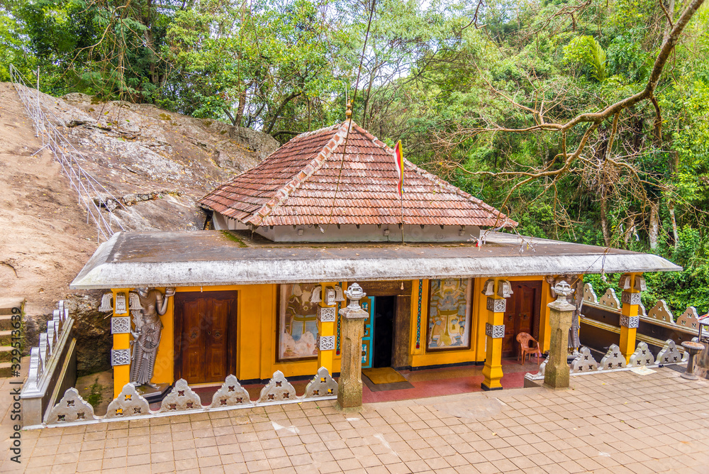 Dhowa rock temple - Dhowa Raja Maha Vihara Temple on Sri Lanka Stock ...