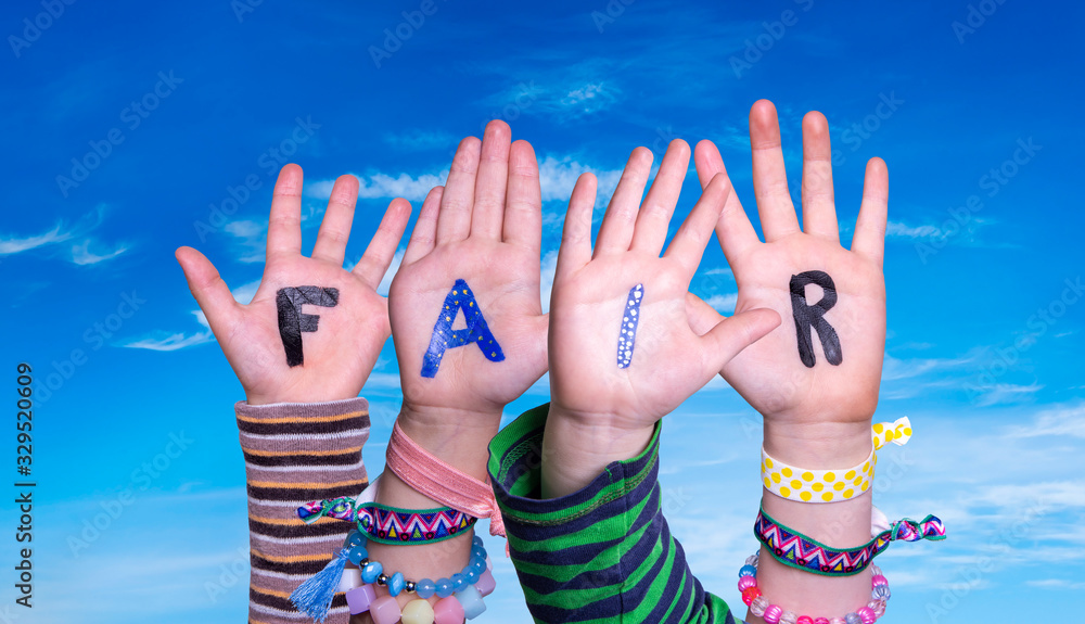 Children Hands Building Colorful Word Fair. Blue Sky As Background ...
