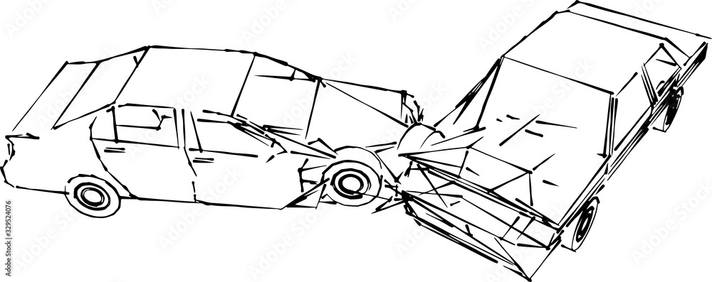 vector illustration of car accident. sketch style Stock Vector | Adobe ...