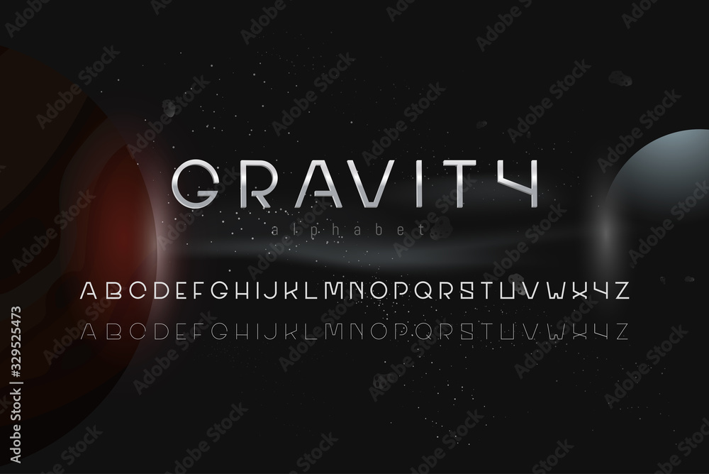 Sci-fi outer space theme alphabet font set Stock Vector | Adobe Stock