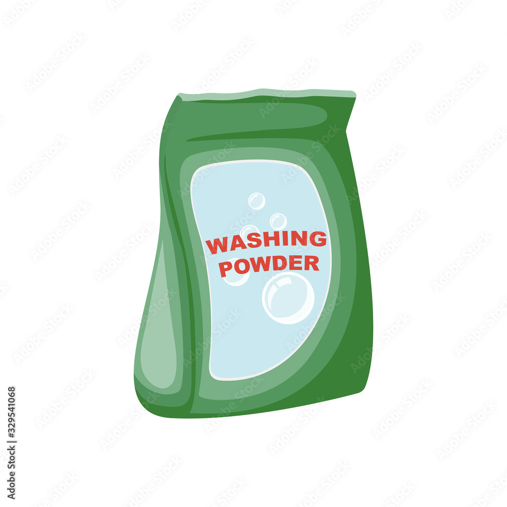 Cartoon green washing powder. Vector illustration Stock Vector | Adobe ...