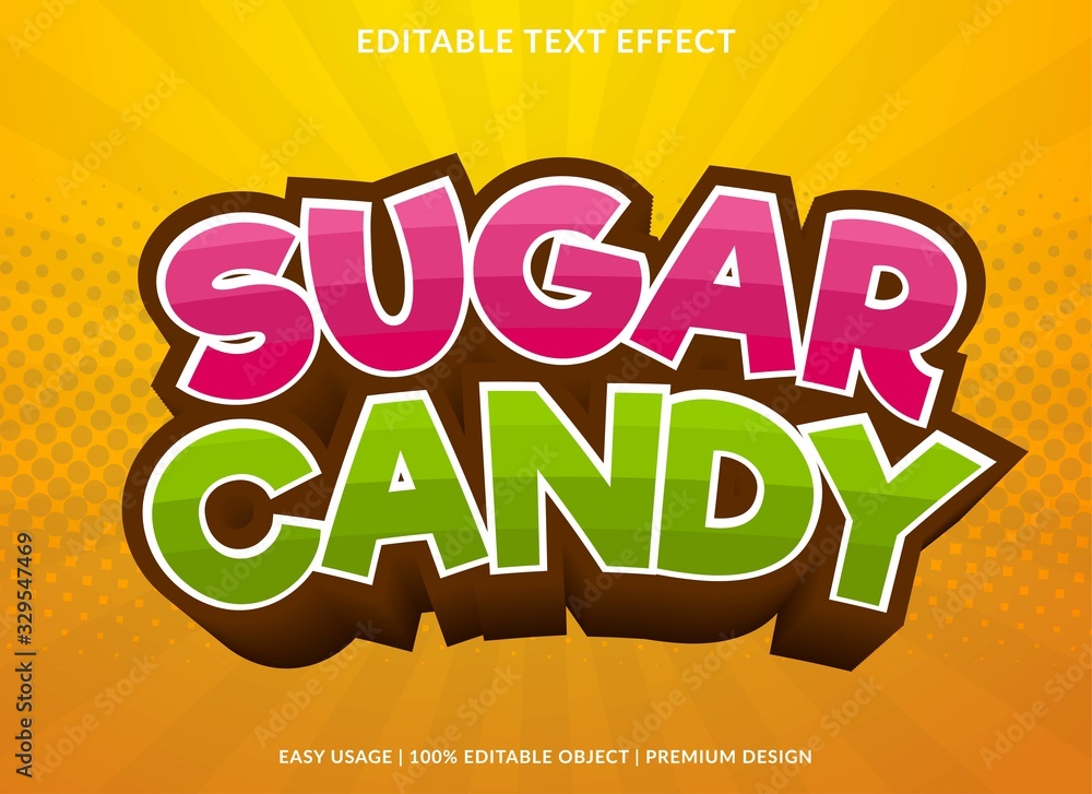sugar candy text effect template with 3d style and bold font concept ...
