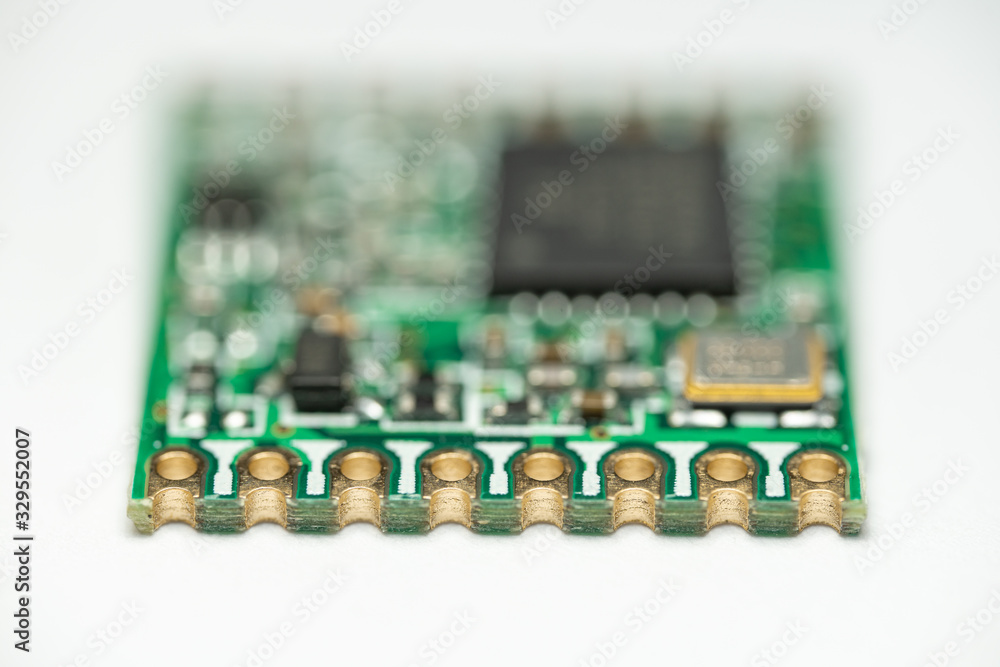 Macro photo with narrow depth of field of a small electronic LoRa ...