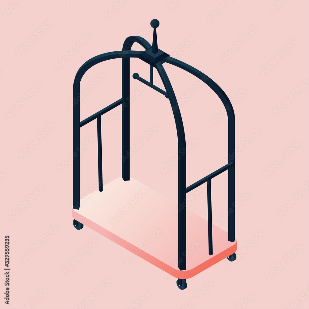 Hotel cart isometric on a pink background Stock Vector | Adobe Stock