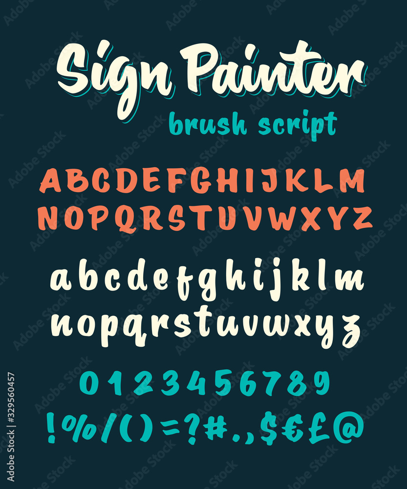 Brush script vector alphabet Stock Vector | Adobe Stock