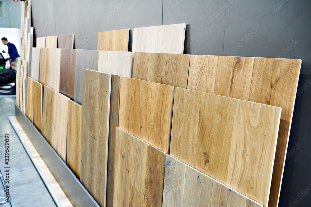 Samples of wooden panels in store Stock Photo | Adobe Stock