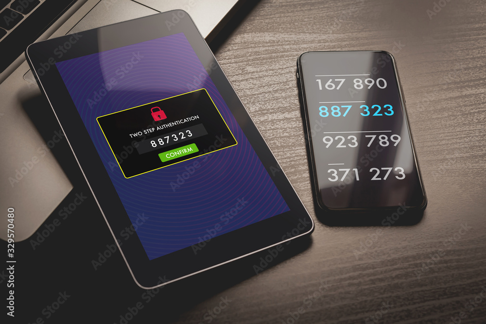 Two step authentication, 2-step Verification SMS code password concept ...