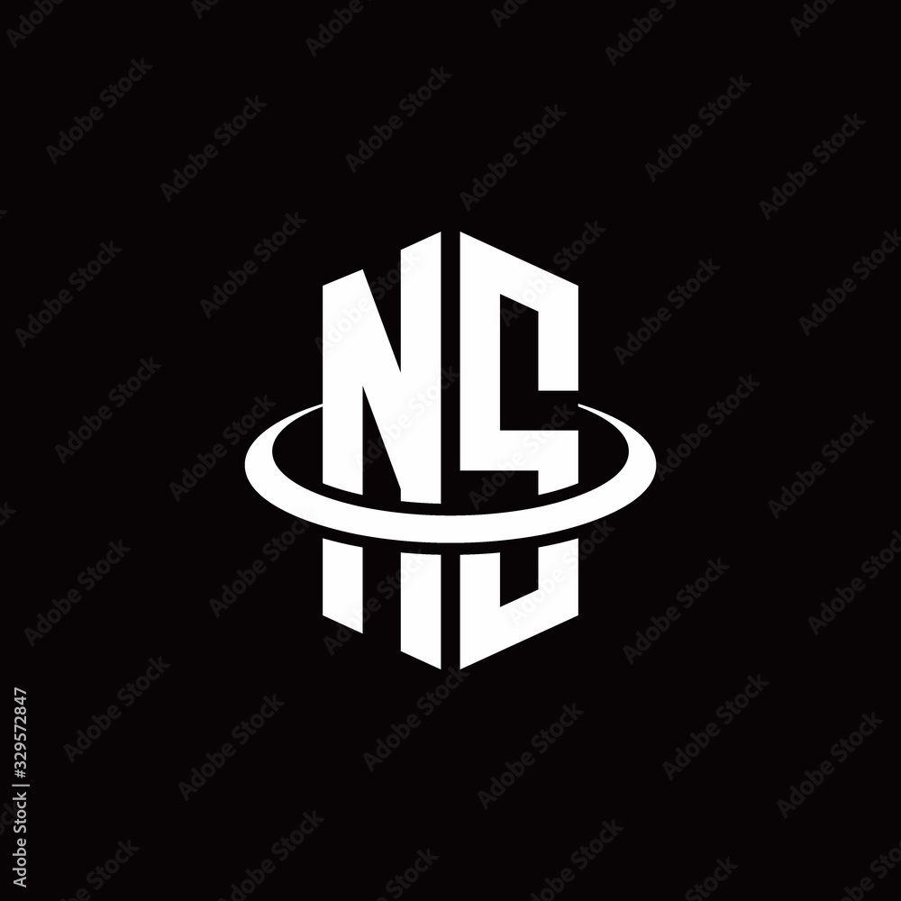 NS monogram logo in a hexagon style and surrounded by a ring Stock ...