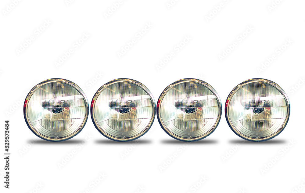 Car headlight, circular car technology Isolated from the white ...