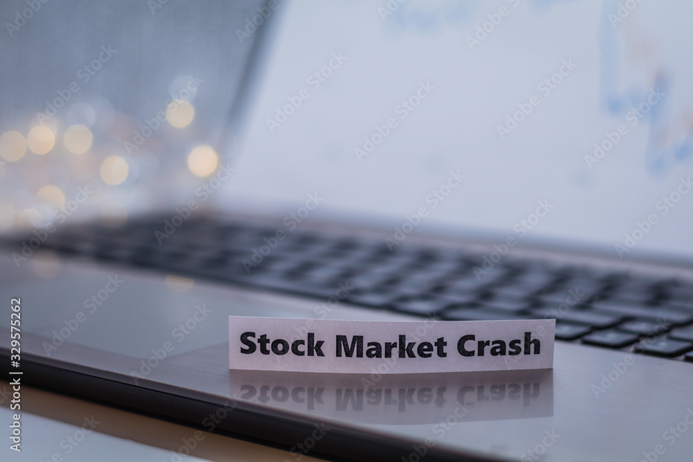 Stock Market Crash business finance doom gloom concept with laptop and ...