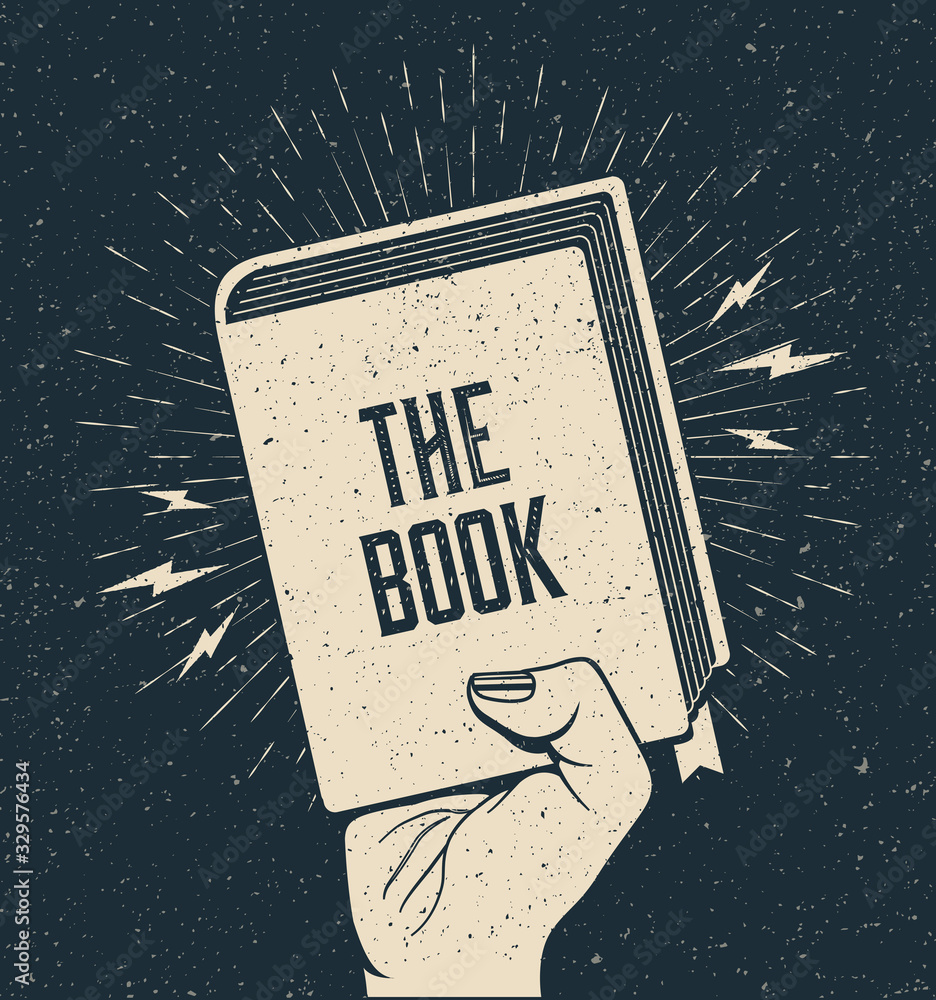 Raised arm holding a book. Reading books, education, learning, back to ...