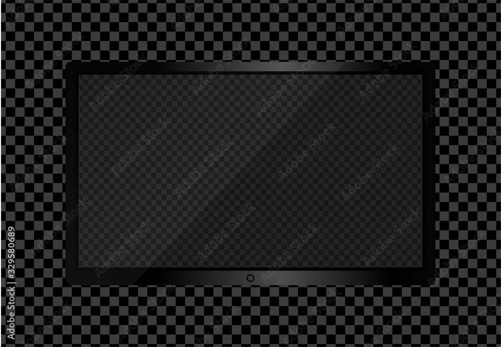 Realistic TV screen. Modern stylish lcd panel, led type. Large computer ...