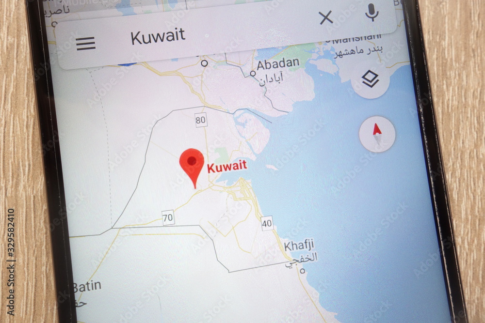 KONSKIE, POLAND - AUGUST 25, 2018: Kuwait location on Google Maps ...