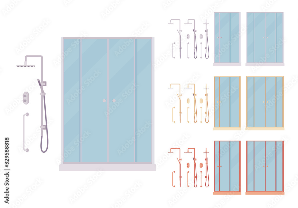 Shower stall free standing bathroom cabin. Sliding booth for washing ...