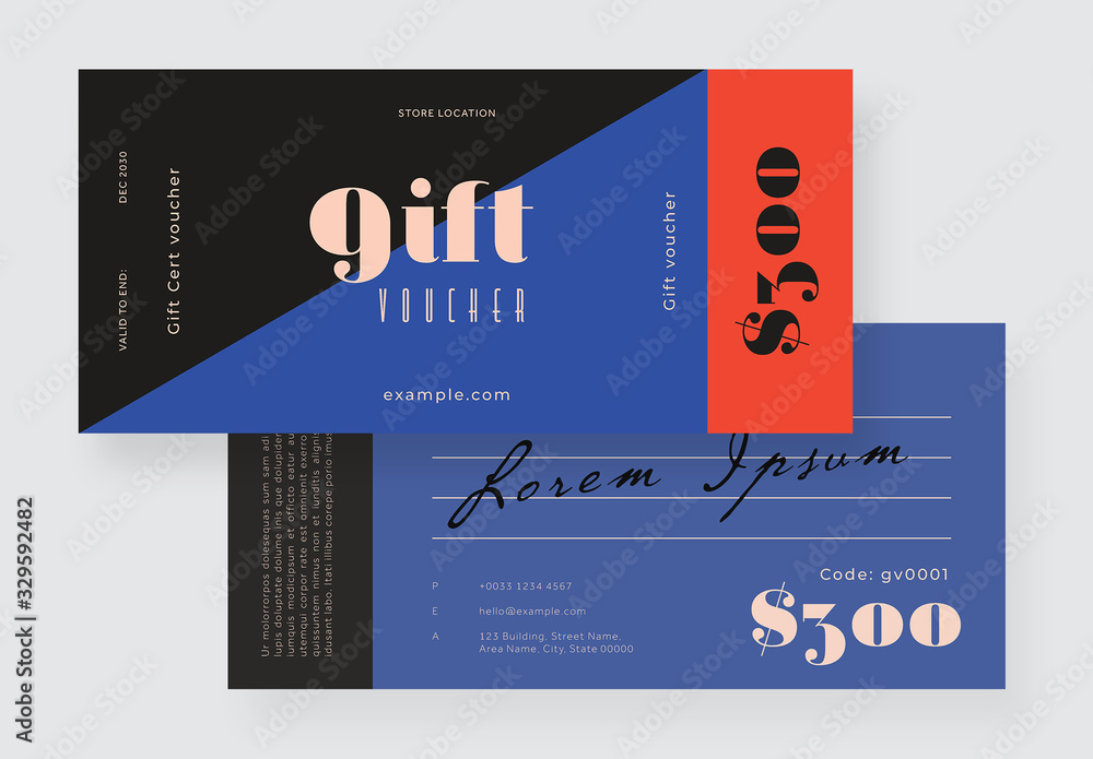 Blue Gift Voucher Layouts Stock Template | Adobe Stock