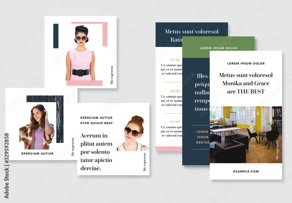 Social Media Layouts Set Stock Template | Adobe Stock