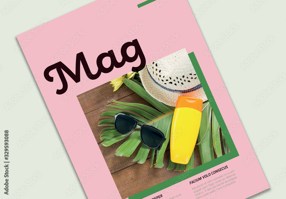 Pink Magazine Cover Layout Stock Template | Adobe Stock