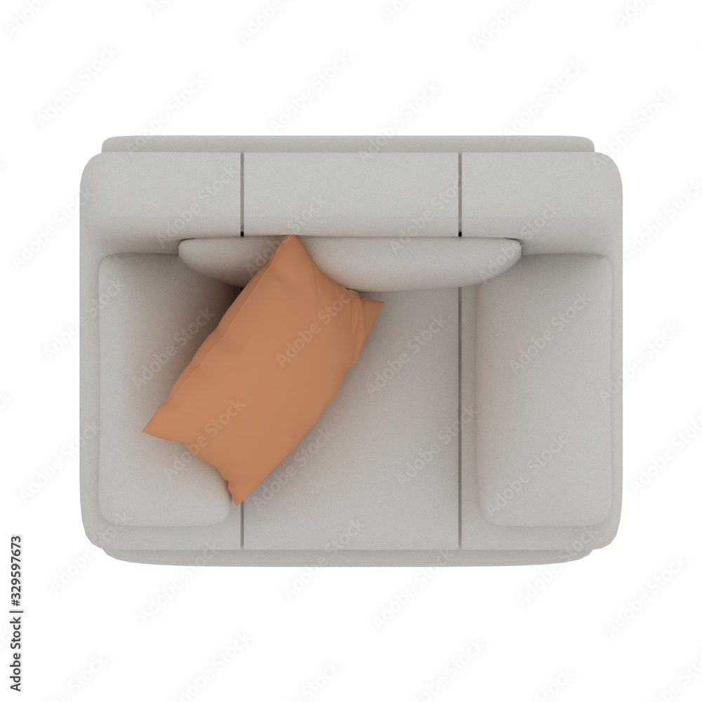 Armchair top view floor plan design element isolated on white. Tan ...