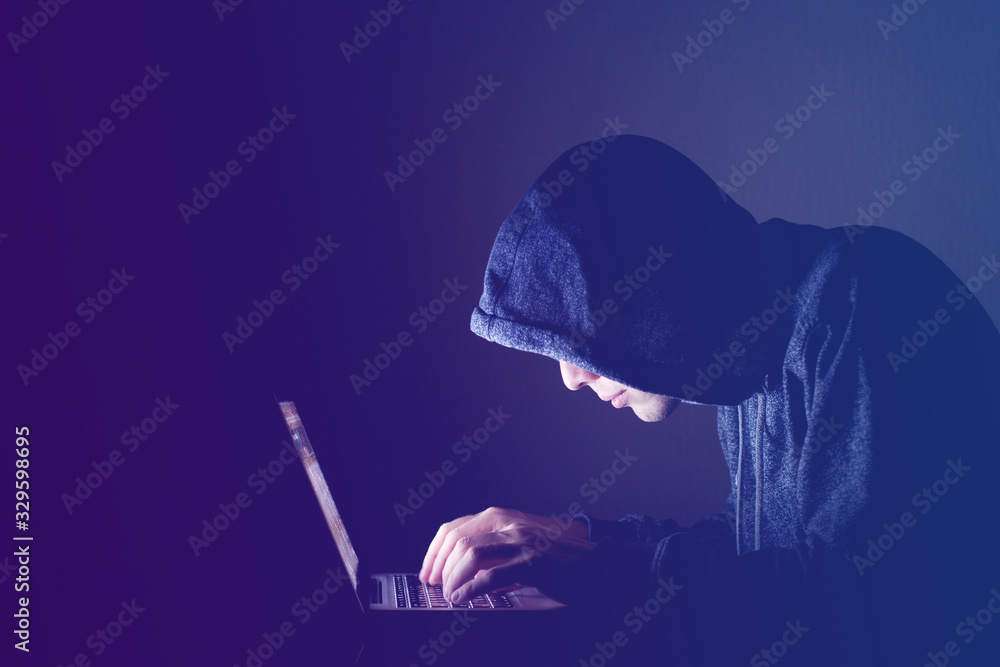 hacker with computer, cyber attack concept Stock Photo | Adobe Stock