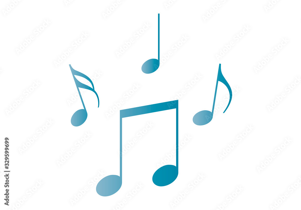 Notas azules de música sobre fondo blanco. Stock Vector | Adobe Stock