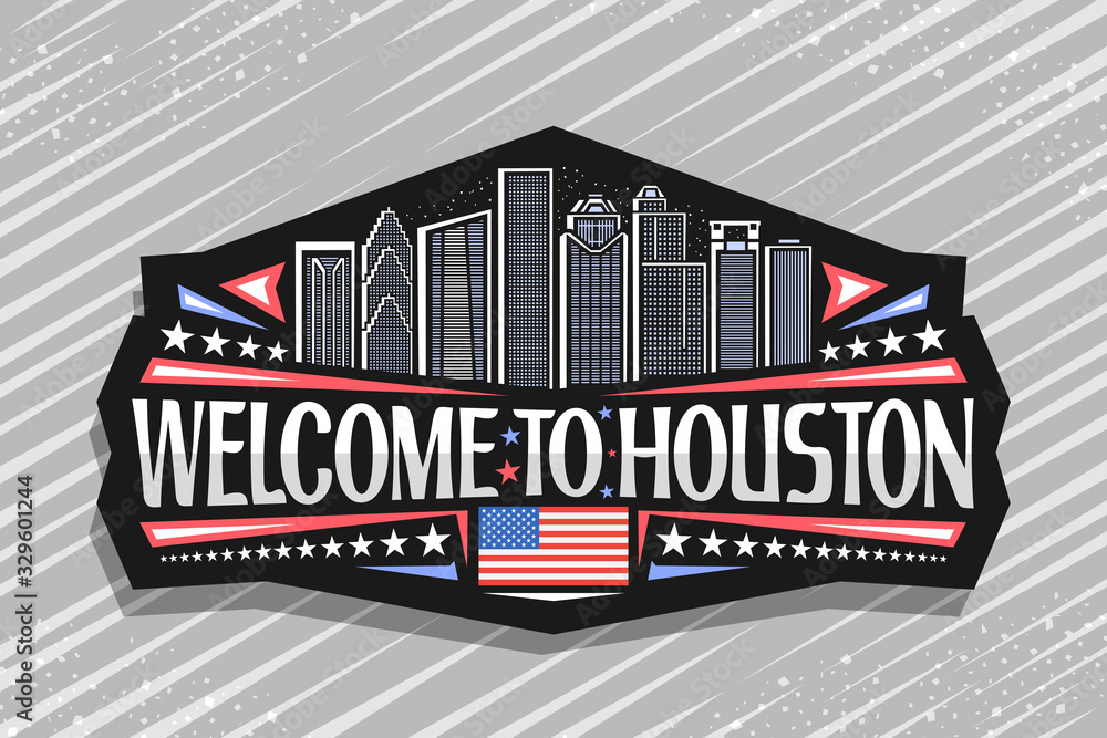 Vector logo for Houston, black decorative badge with line illustration ...