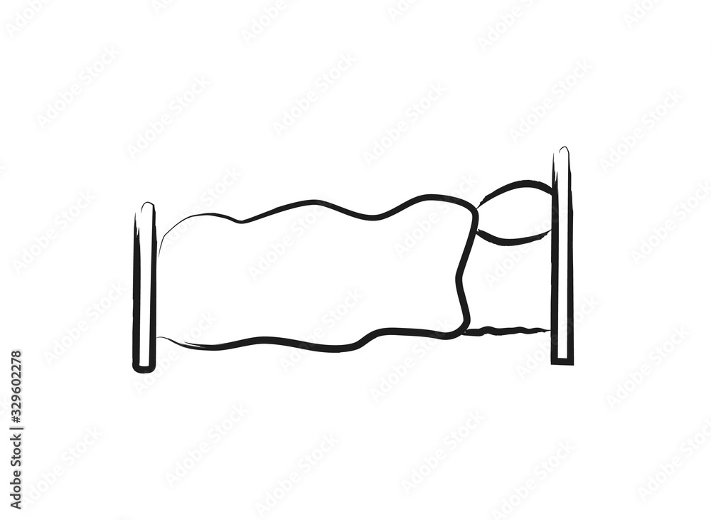 bed hand drawing black contour vector illustration Stock Illustration ...