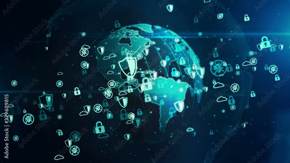 Vidéo Stock Cyber security, computer protection and digital safety ...