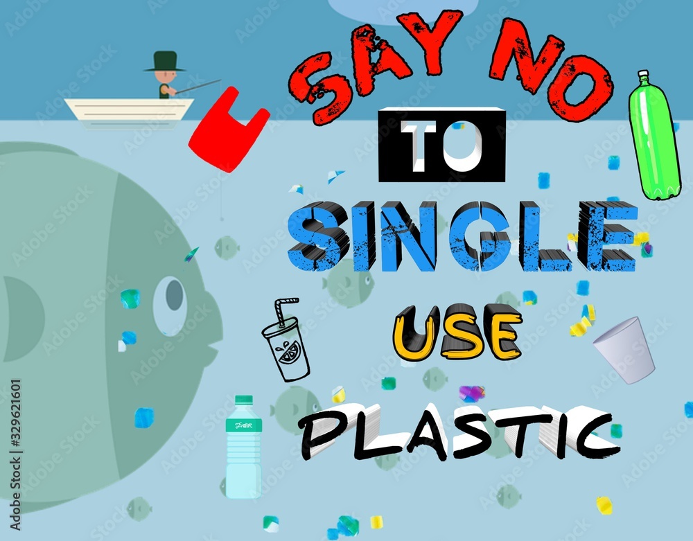 Say no to single use plastic Stock Illustration | Adobe Stock