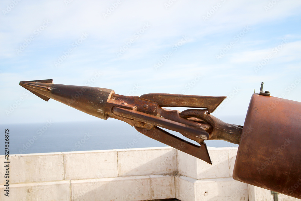 Blick auf eine alte Walfangharpune, Macro einer Harpune Stock Photo ...