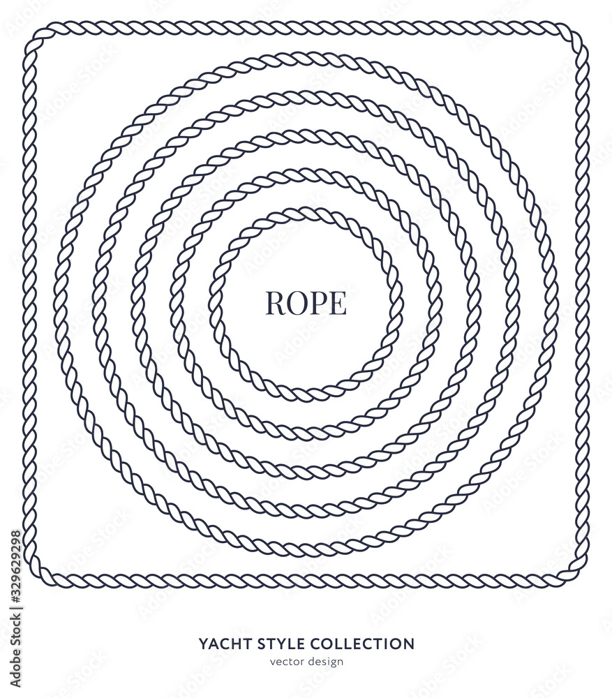 Nautical rope frames and bordes set. Yacht style design. Vintage ...