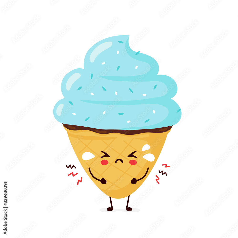 Cute sad cry ice cream cone. Vector Stock Vector | Adobe Stock