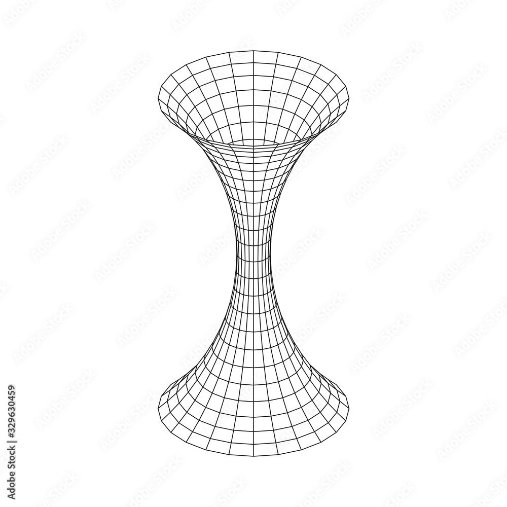 Wireframe Tunnel or wormhole mesh objects. Network line, HUD design ...