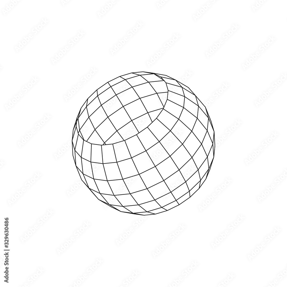 Wireframe earth grid mesh objects. Network line, HUD design sphere ...