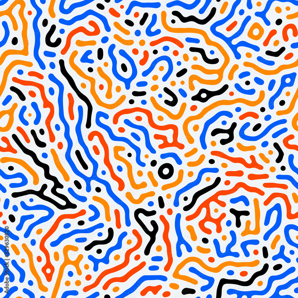 Diffusion reaction vector seamless pattern. oOrganic shapes, lines ...