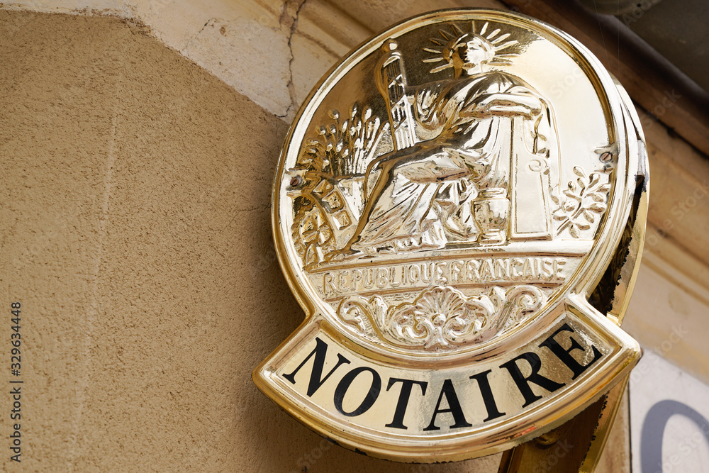 notary golden board sign gold logo entrance building office for french ...