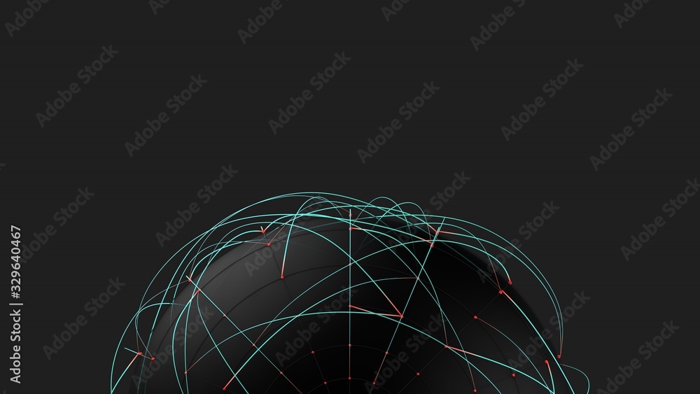 Modern planet with network connection. Global traffic technology on planet with black background ...