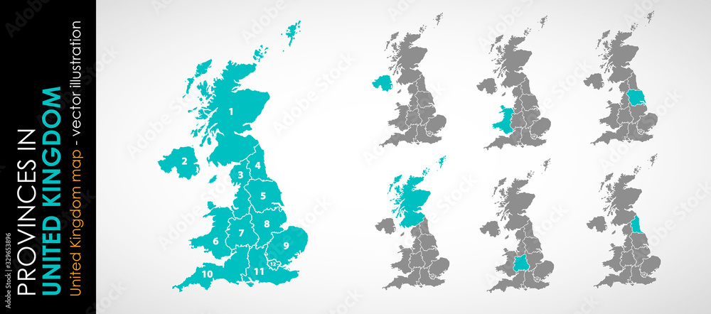 Color vector map of United Kingdom with administrative divisions Stock ...