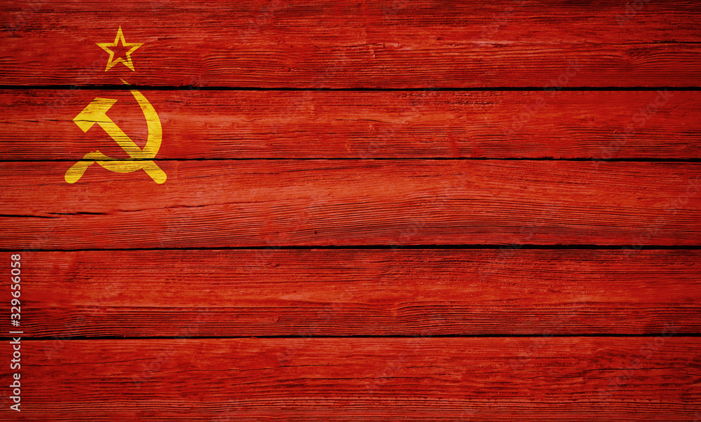 Soviet udssr flag wooden plank background Stock Photo | Adobe Stock