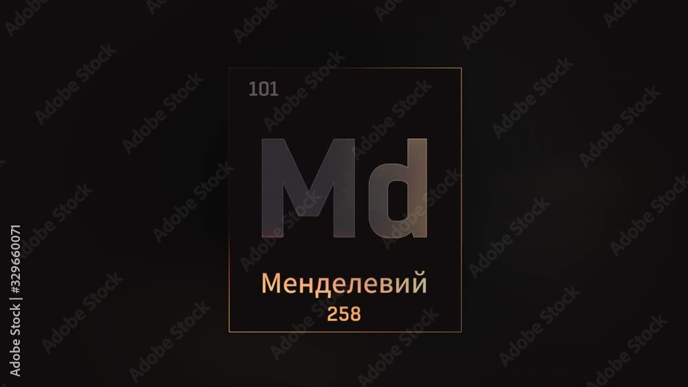 Mendelevium as Element 101 of the Periodic Table. Seamlessly looping 3D ...