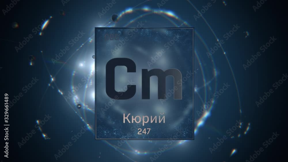 Curium as Element 96 of the Periodic Table. Seamlessly looping 3D ...
