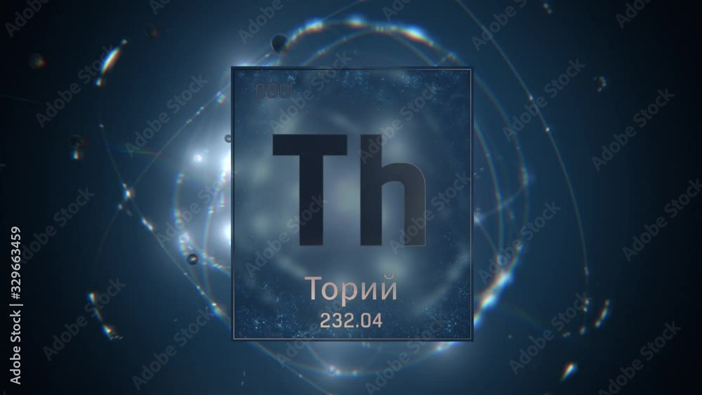 Thorium as Element 90 of the Periodic Table. Seamlessly looping 3D ...