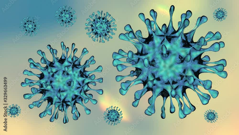 Coronavirus (COVID-19) in 3D rendering. A dangerous non- cellular vorus infectious agent that ...
