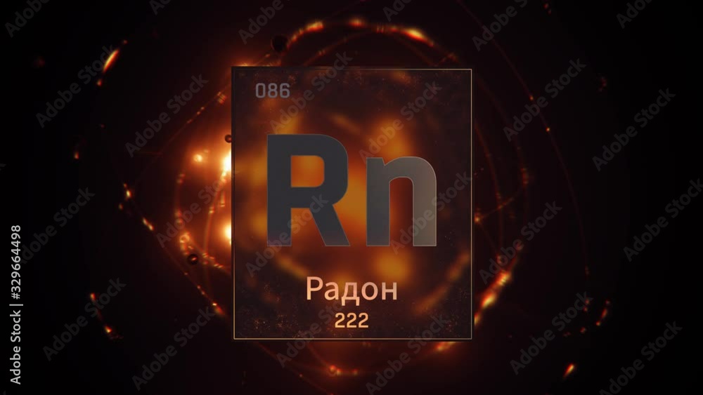 Radon as Element 86 of the Periodic Table. Seamlessly looping 3D ...
