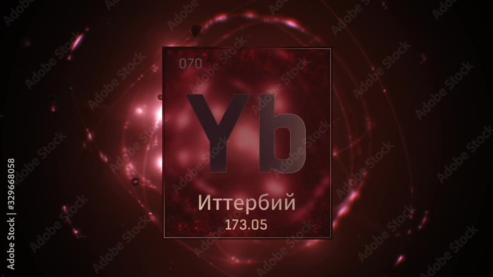 Ytterbium as Element 70 of the Periodic Table. Seamlessly looping 3D ...