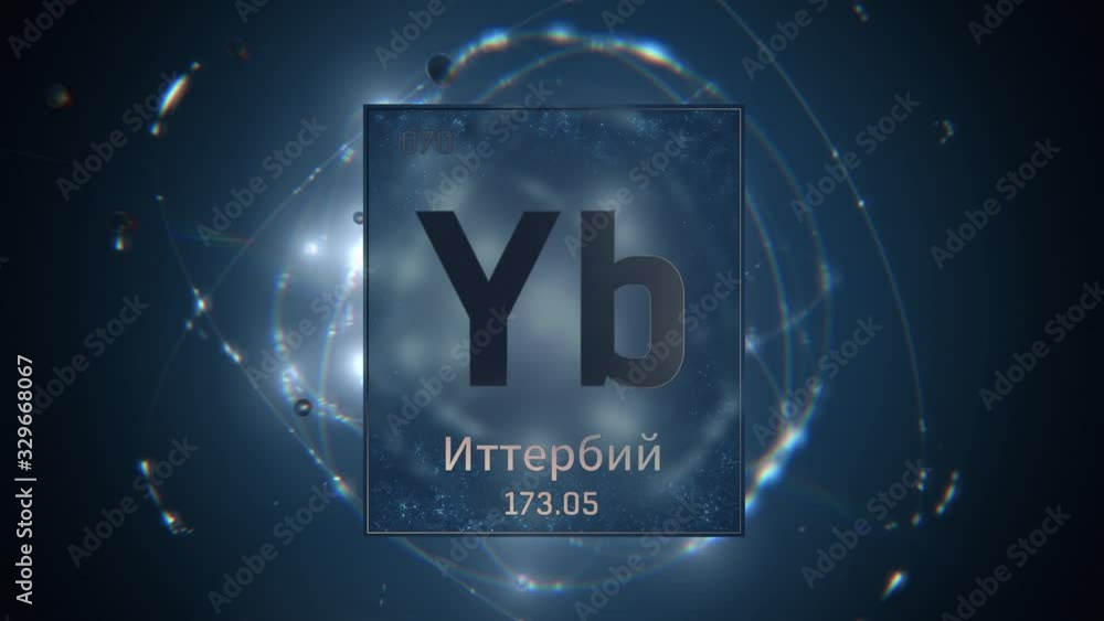 Ytterbium as Element 70 of the Periodic Table. Seamlessly looping 3D ...
