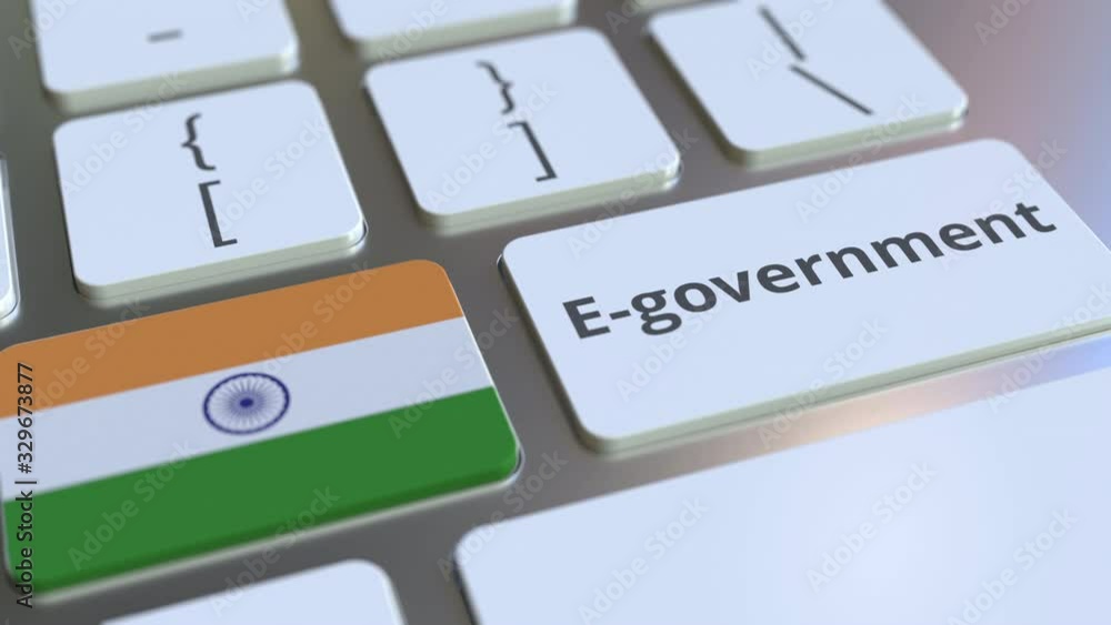 E-government or Electronic Government text and flag of India on the ...