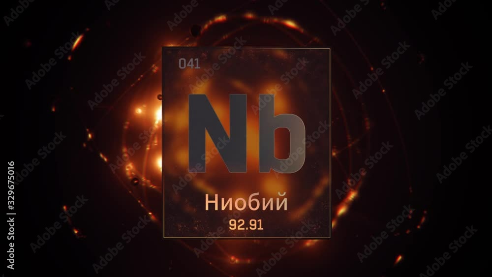 Niobium as Element 41 of the Periodic Table. Seamlessly looping 3D ...