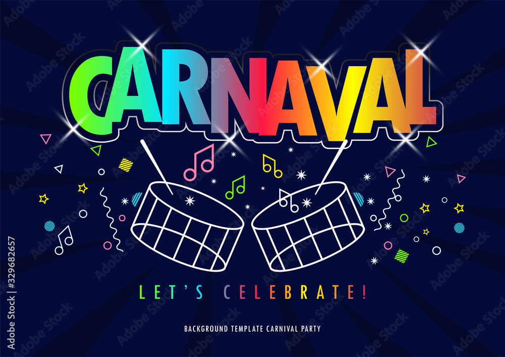 Popular Event in Brazil. Festive Mood. Carnaval Title With Colorful ...