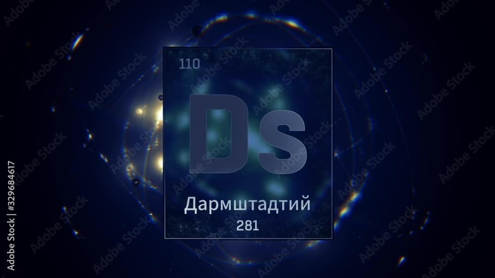 Darmstadtium as Element 110 of the Periodic Table. Seamlessly looping ...